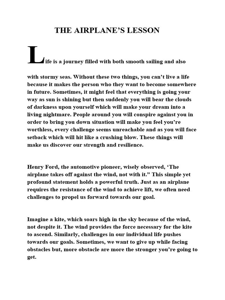 The Airplane's Lesson | PDF