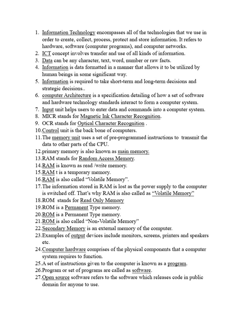 Objective Sample Questions Basics of IT | PDF