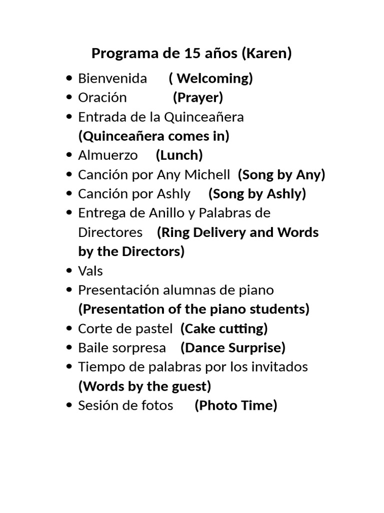 Programa de 15 Años | PDF