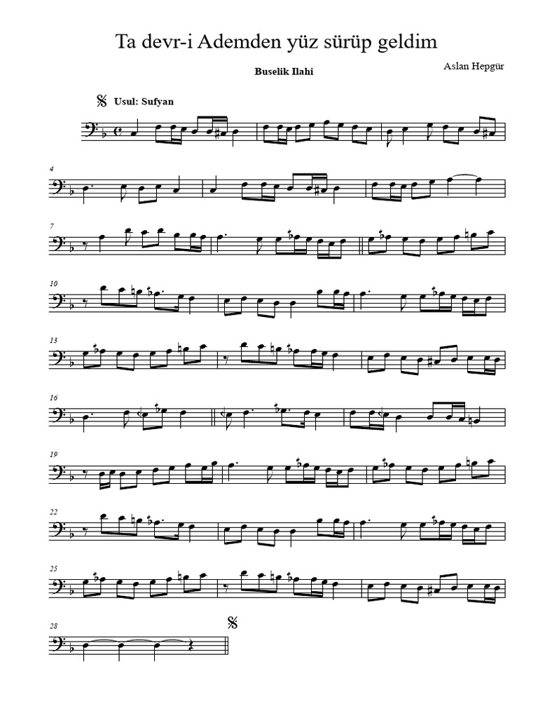 Ta Devr-I Ademden Yüz Sürüp Geldim - Aslan Hepgür - Buselik | PDF