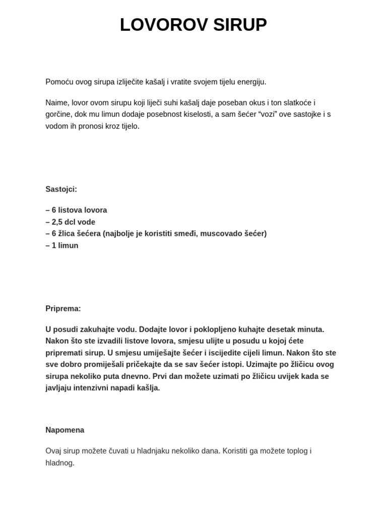 Lovorov Sirup | PDF