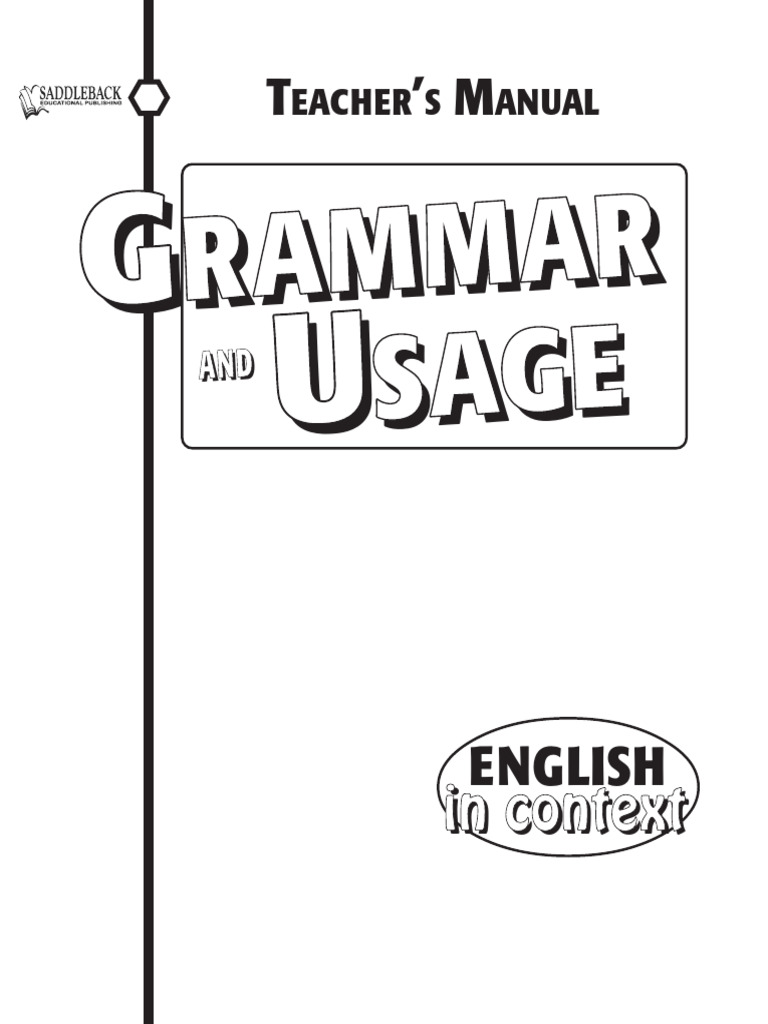 Grammar and Usage (English in Context) Teacher's Manual - Saddleback | PDF