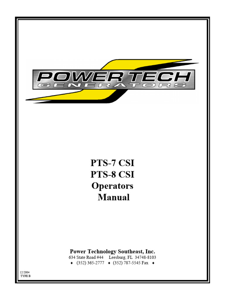 Csi - 7-8 Operators Manual Type B | PDF