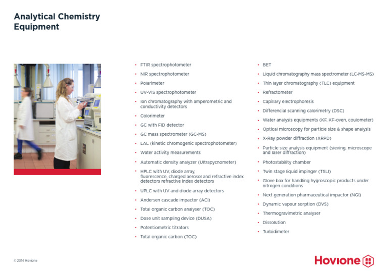 Analytical Chemistry Equipment List Pdf
