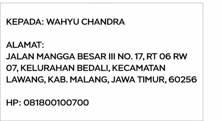 Form Pengisian Alamat | PDF