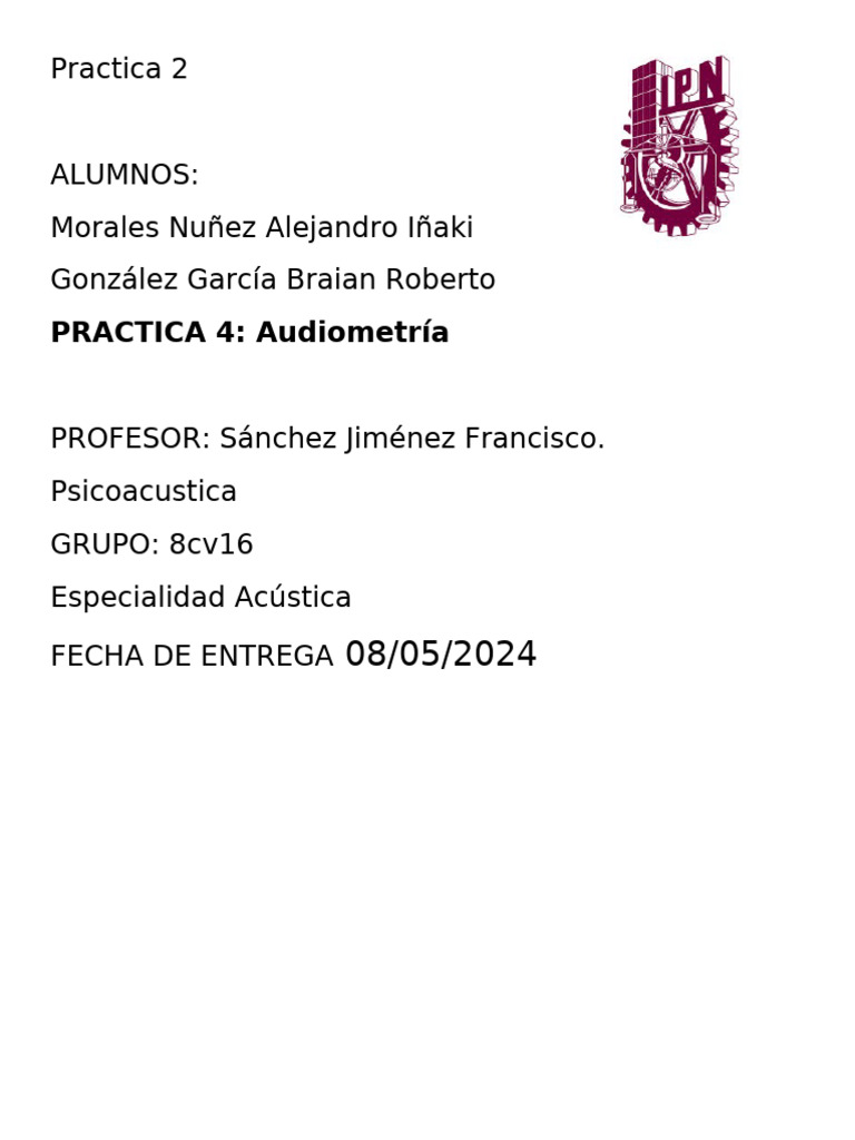 Practica4 Psicoacustica | PDF