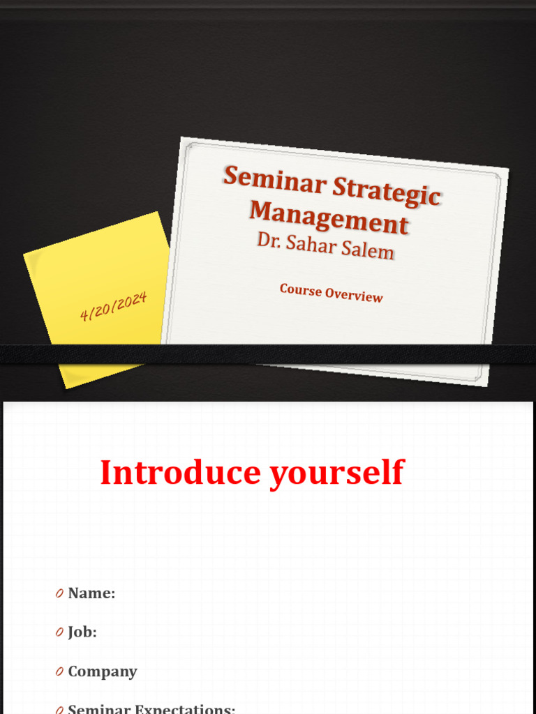 Strategic Management Seminar Overview | PDF | Strategic Management | Business