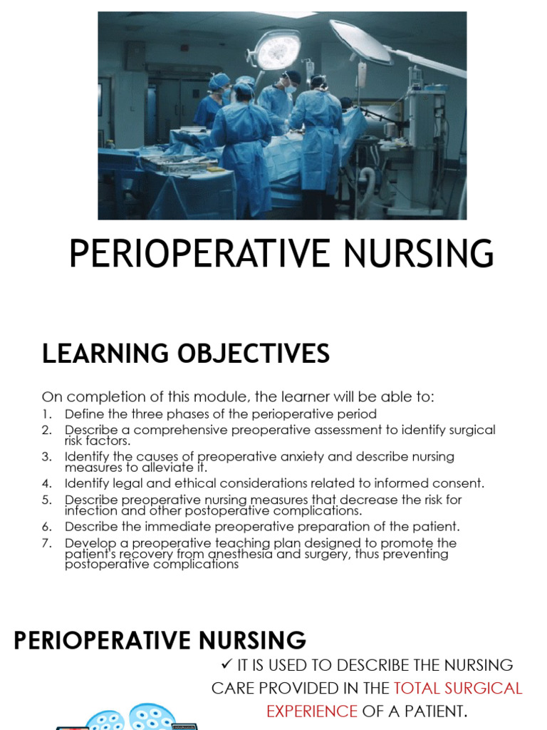 Perioperative Nursing Overview | PDF | Surgery | Science & Mathematics