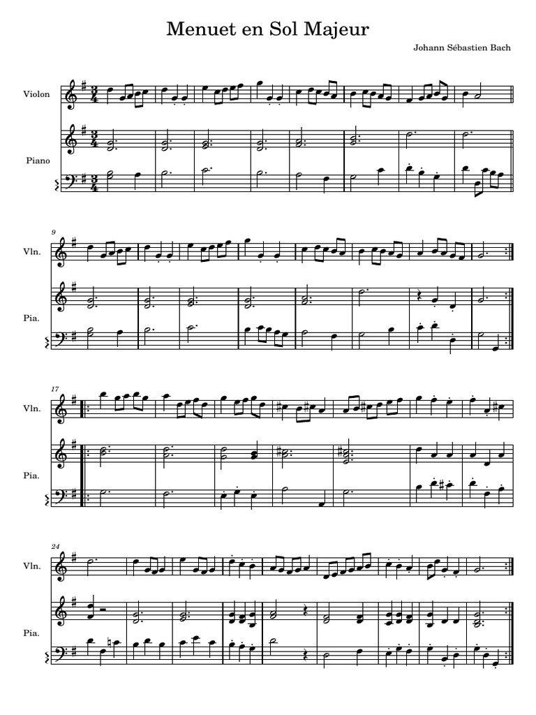 Menuet en Sol Majeur de Bach | PDF