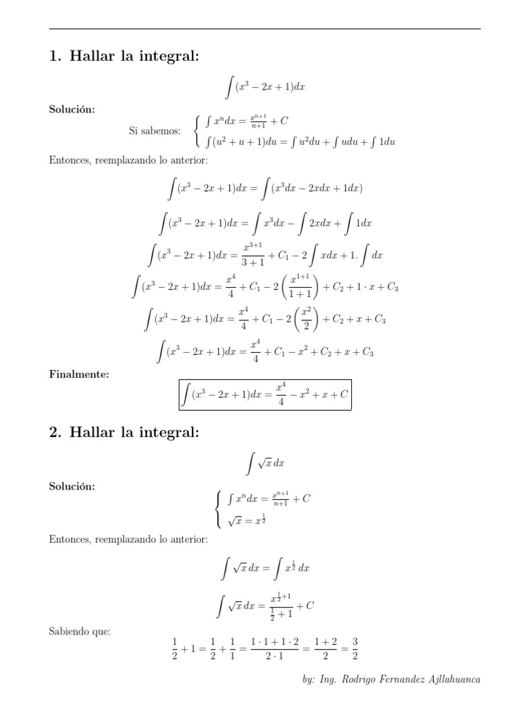 Ejercicios Resueltos de Integrales | PDF | Análisis matemático ...