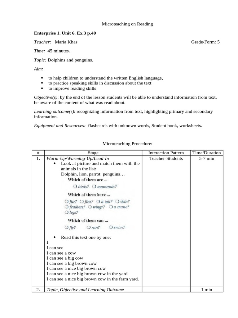 Microteaching On Reading | PDF