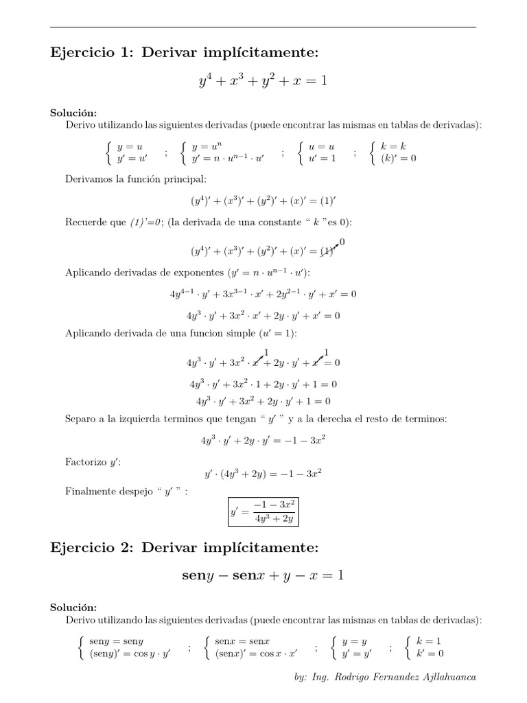 Derivadas Implicitas | PDF | Análisis matemático | Matemáticas