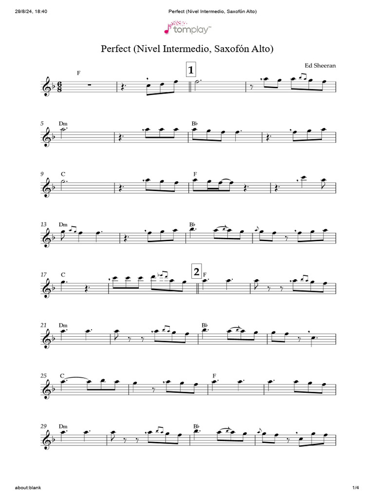 Perfect (Nivel Intermedio, Saxofón Alto) | PDF | Arte