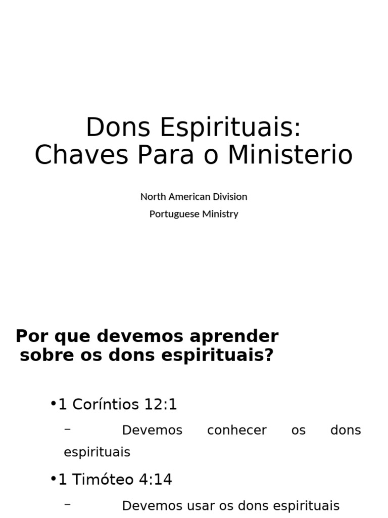 1 Dons Espirituais | PDF | Presente espiritual | Primeira Epístola aos Coríntios