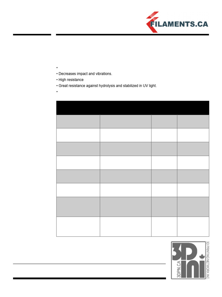 TDS - Rigid High Temp TPU | PDF