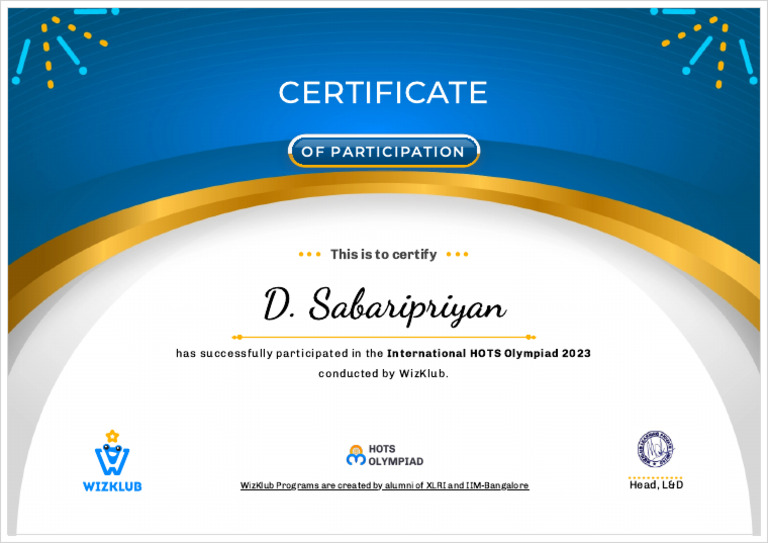 Sabari - Olypad Certificate | PDF