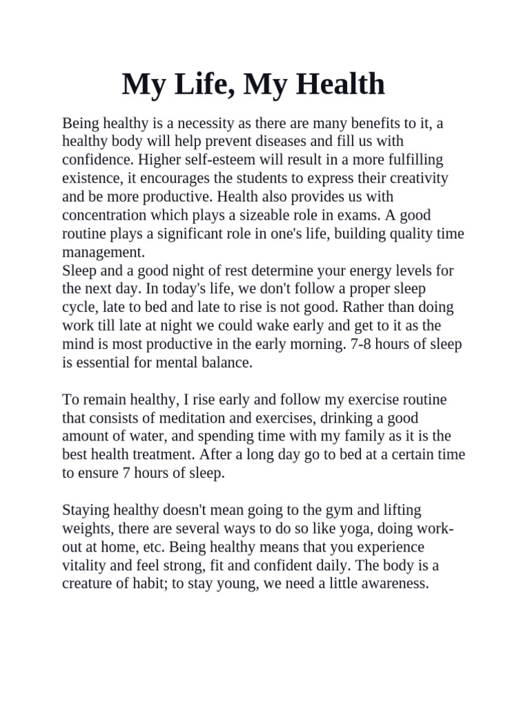 My Life, My Health | PDF