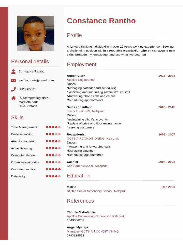 Rantho's CV | PDF