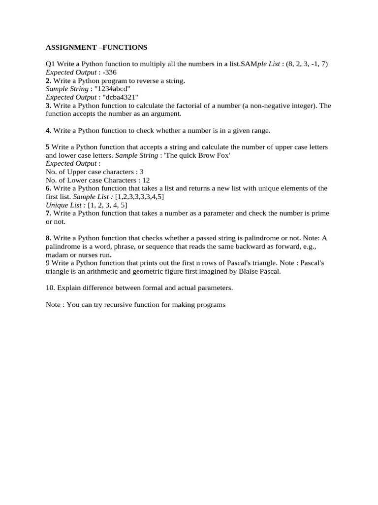 Assignment Functions | PDF
