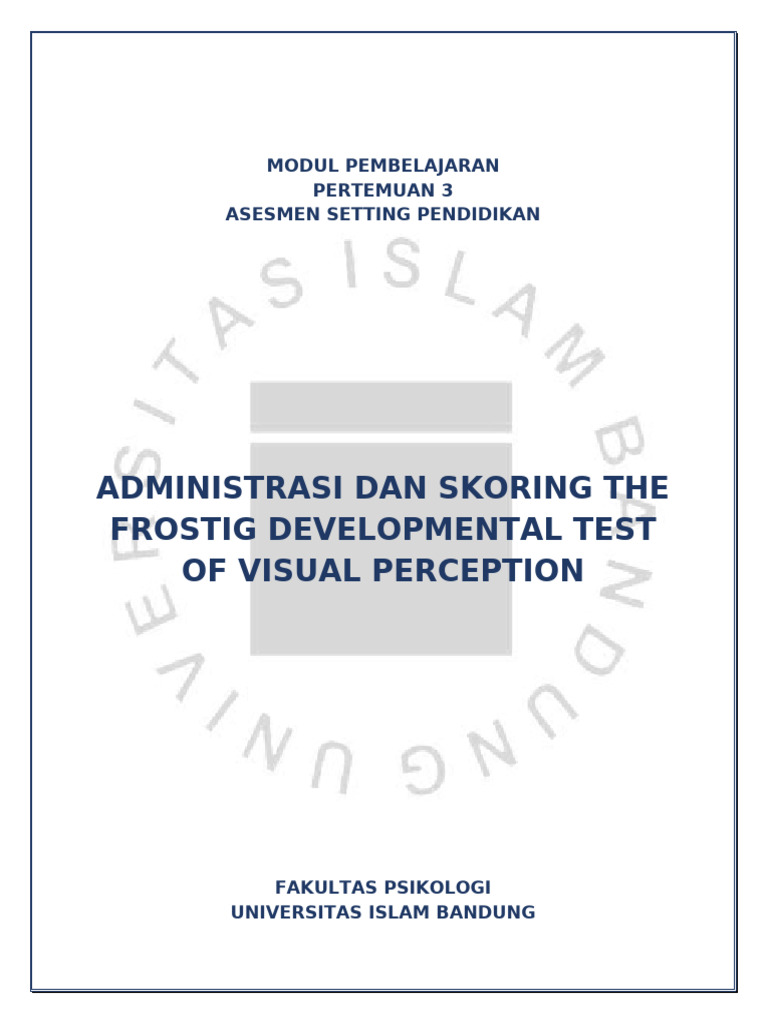 Modul 3 - Administrasi & Skoring Tes Frostig | PDF