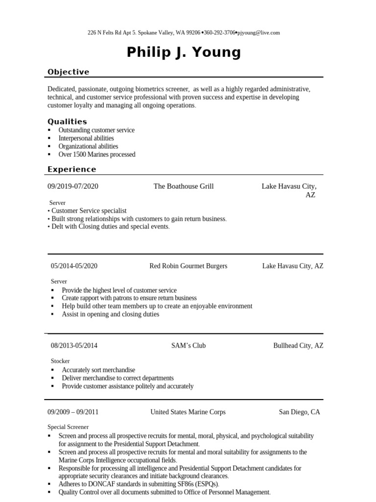 Philip Young Resume 2022 (Military) | PDF