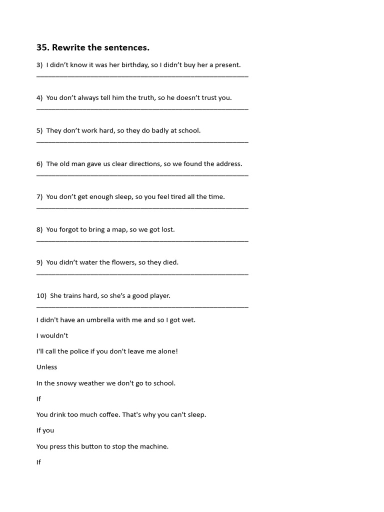 Rephrasing Conditionals 1º Bach | PDF