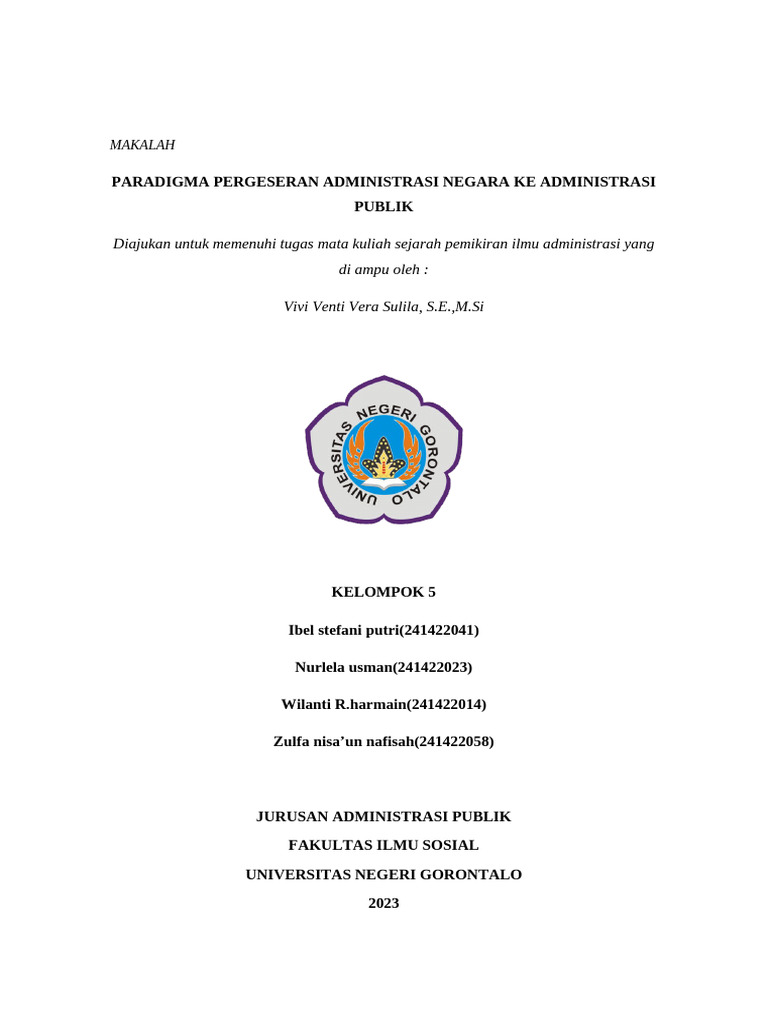 Makalah Kel 5 Adm Negara Ke Adm Publik | PDF