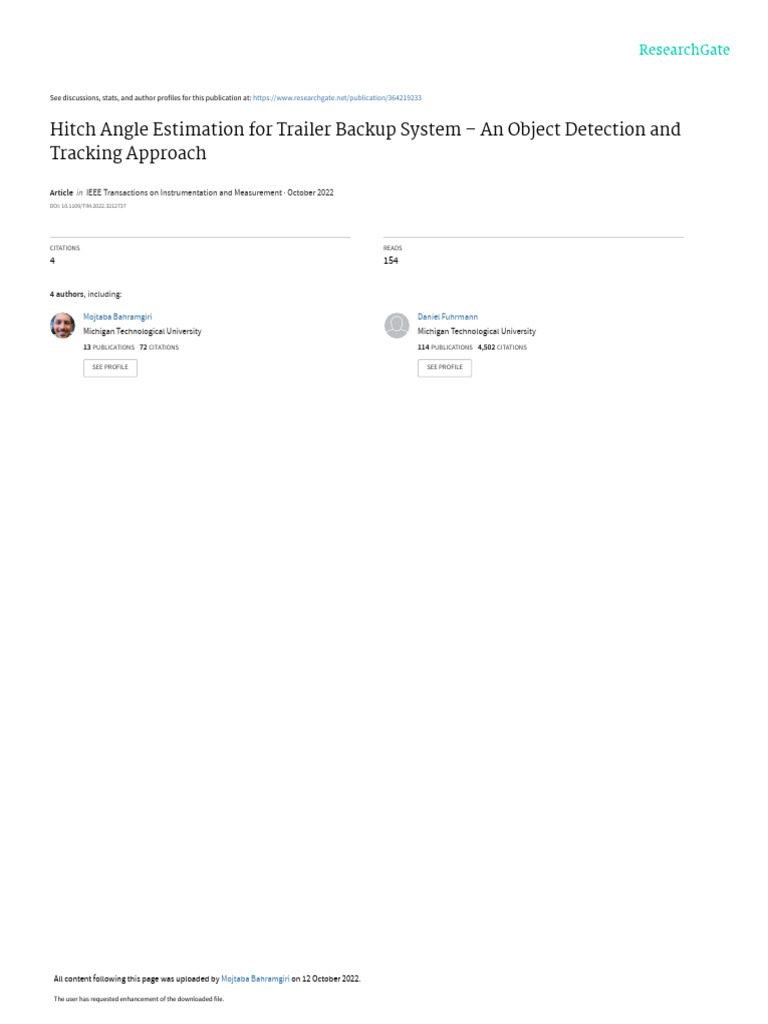 Hitch Angle Estimation For Trailer Backup System An Object Detection ...