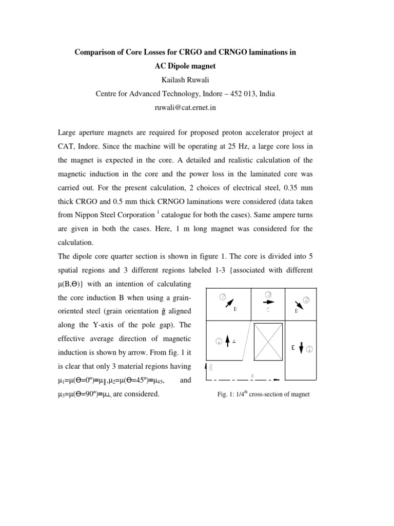 Comparison of Core Losses For CRGO and C | PDF
