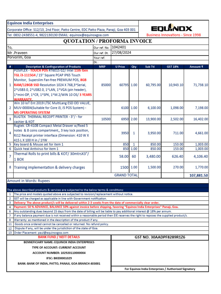 New Pos QTN Format | PDF