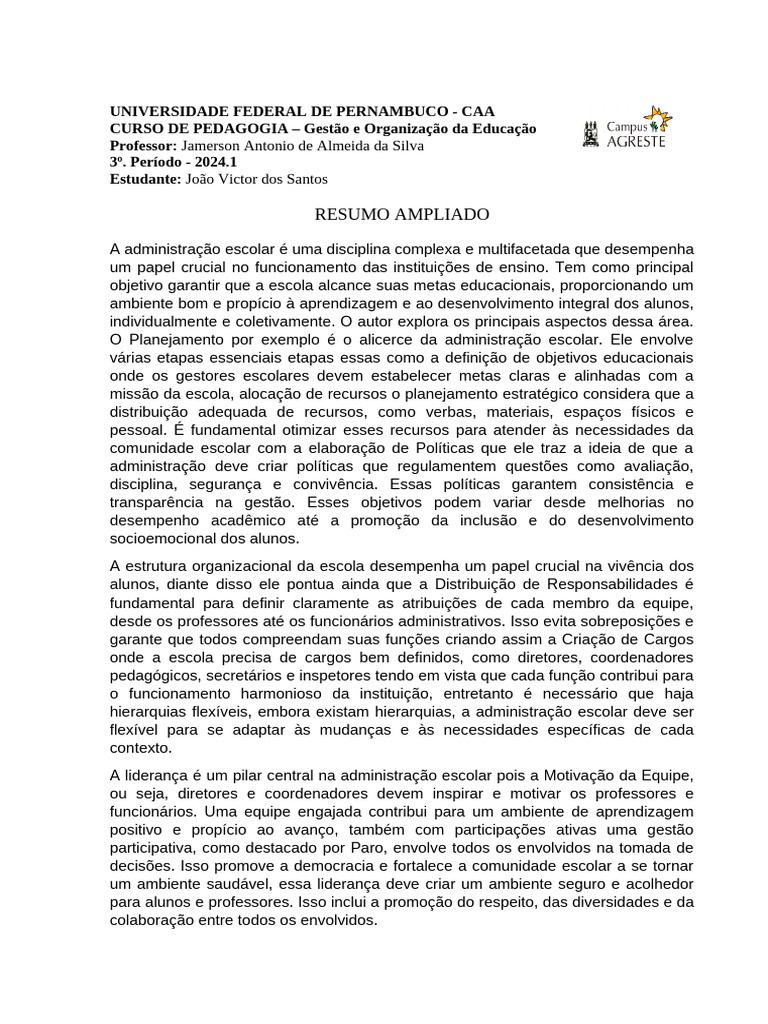 Resumo Ampliado (1) J JOAO VICTOR DOS SANTOS | PDF