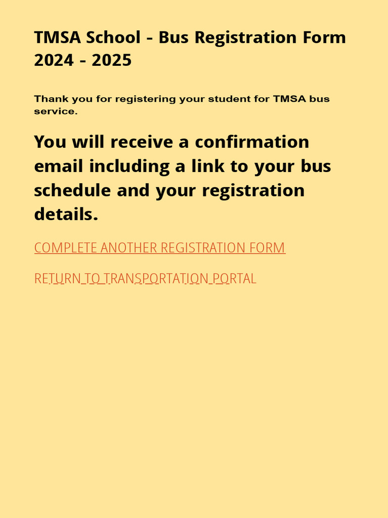 TMSA School - Bus Registration Form 2024 - 2025 | PDF