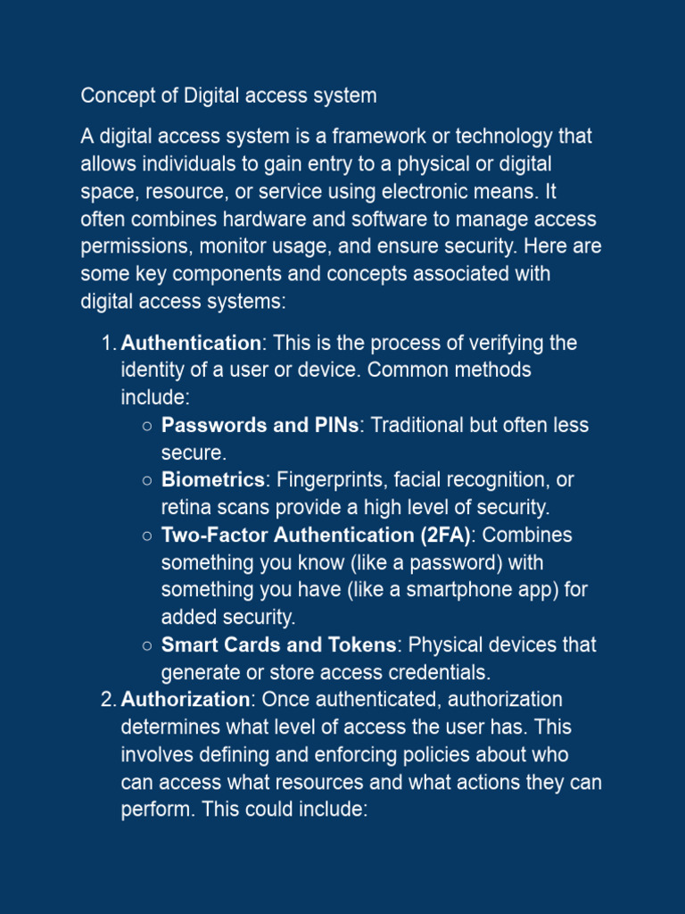 Concept of Digital Access System | PDF | Access Control | Databases