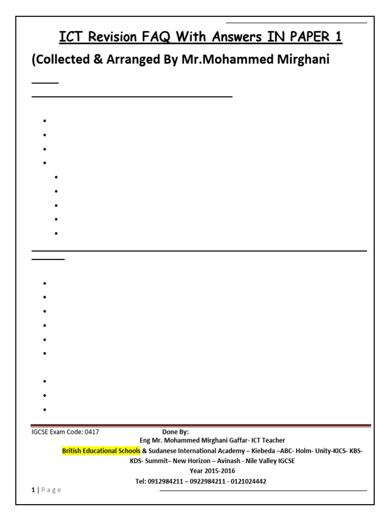 Ict Repeated Questions | PDF