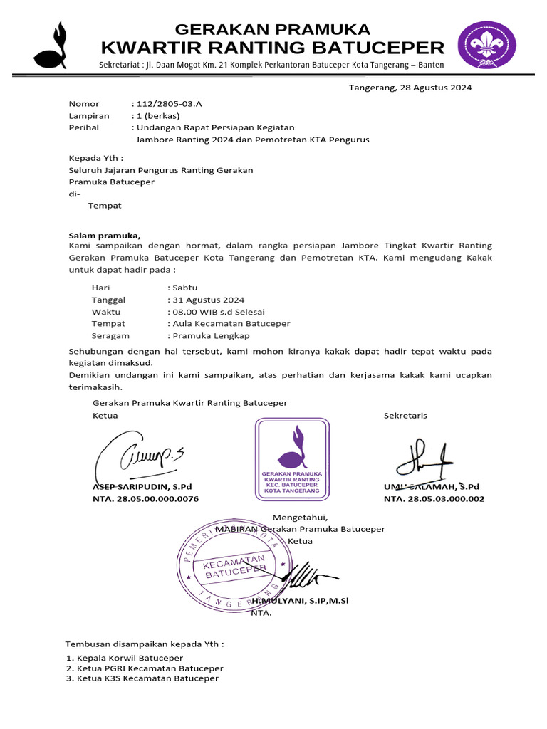 Undangan Pengurus | PDF