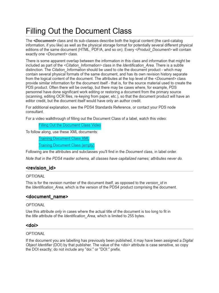 Filling Out The Document Class | PDF
