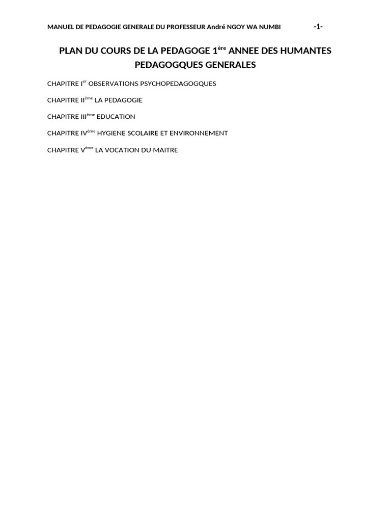 Pedagogie 1 2 3 Et 4 Pdf