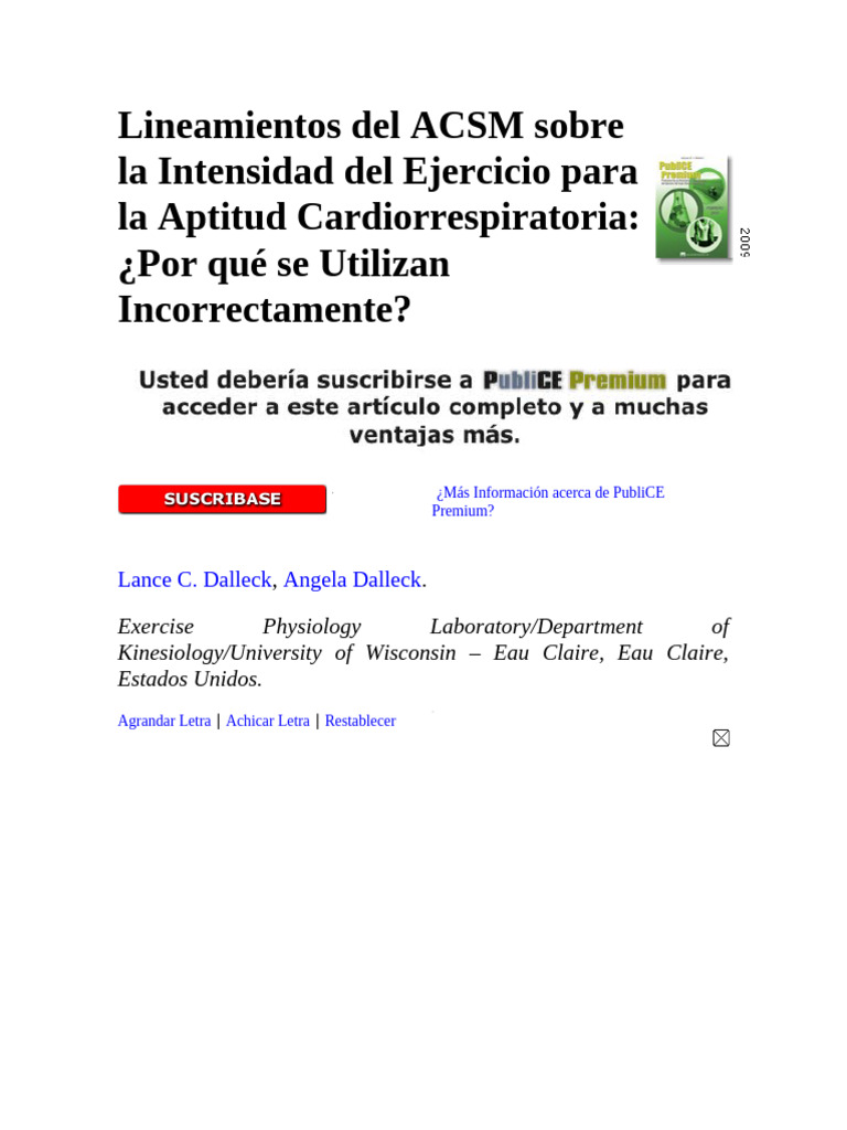 Lineamientos Del ACSM Sobre La Intensidad Del Ejercicio para La Aptitud ...