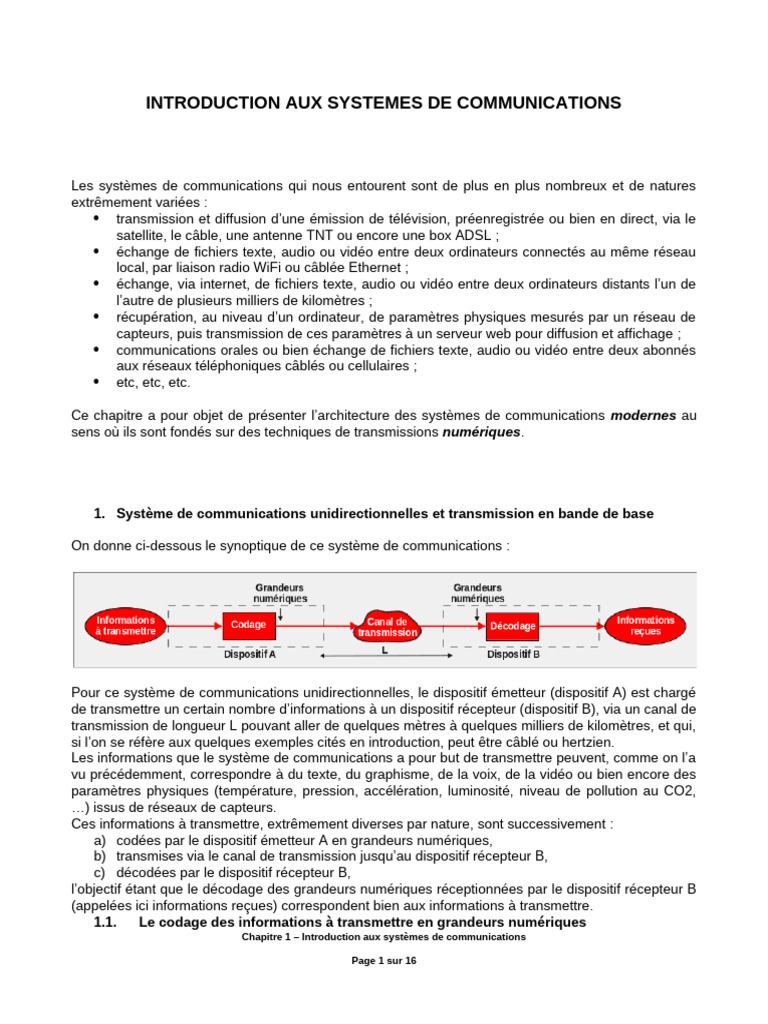 Chap1 Introduction Aux Systemes de Communications | PDF
