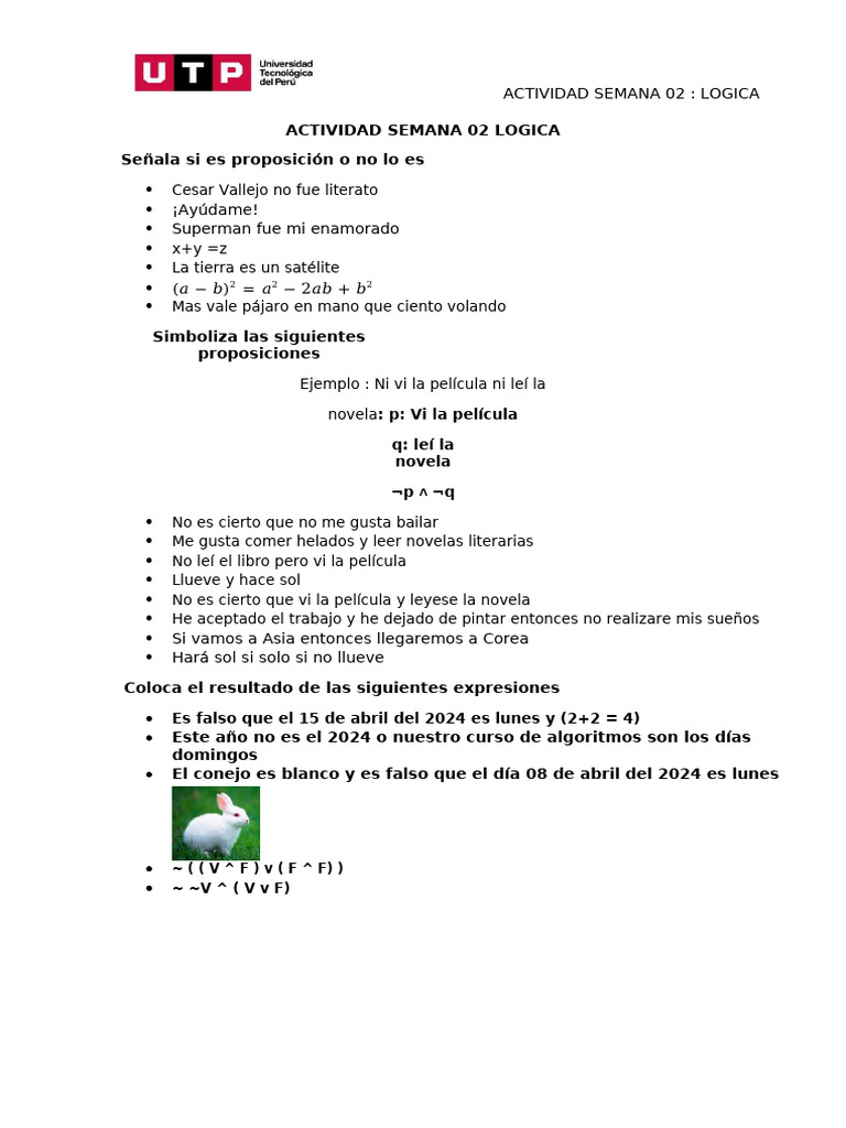 Actividad Semana 02 Logica | PDF