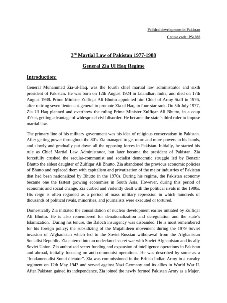 General Muhammad Zia | PDF | Muhammad Zia Ul Haq | Politics