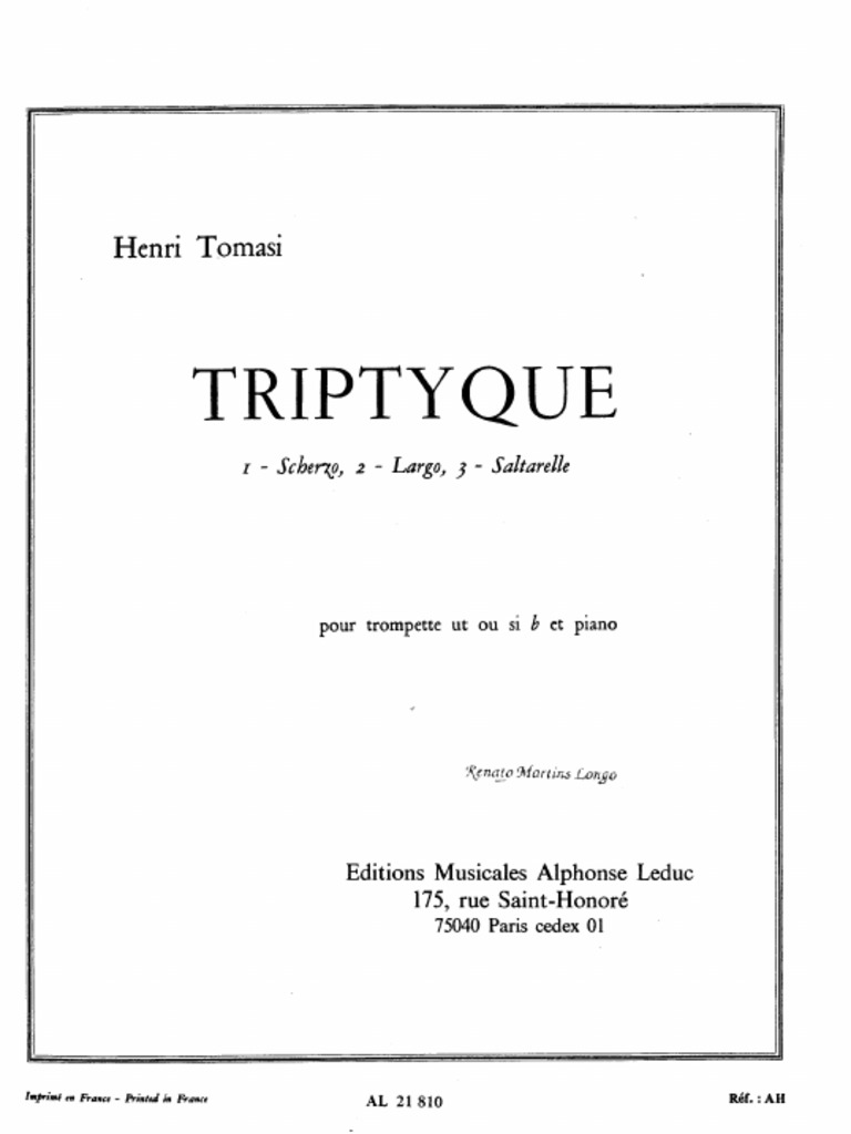 Tomasi - Triptyque - Leduc | PDF