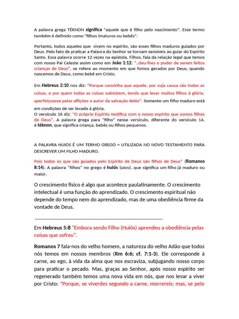 A palavra grega TÉKNON significa | PDF