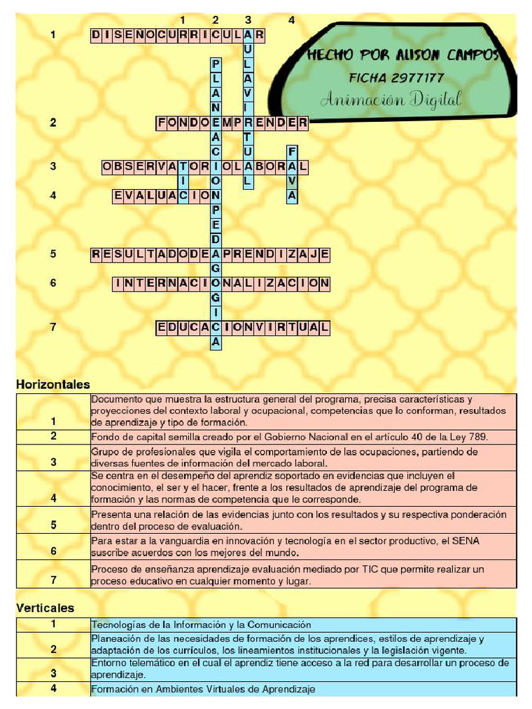 Crucigrama Solucionado Alison Campos | PDF