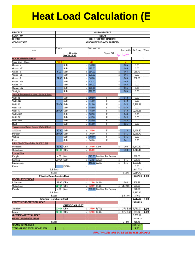 Heat Calculation For Ground Floor | PDF | Ventilation (Architecture) | Heat