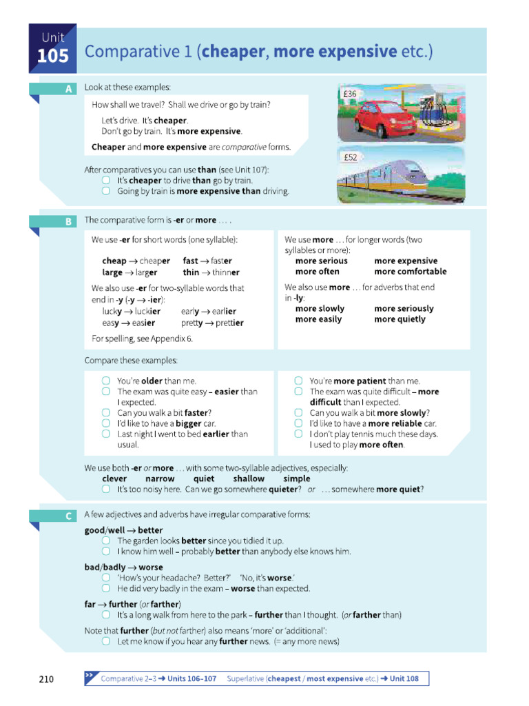 Comparison English Grammar in Use Pre Inter | PDF