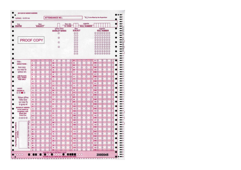UPSC Sample OMR | PDF
