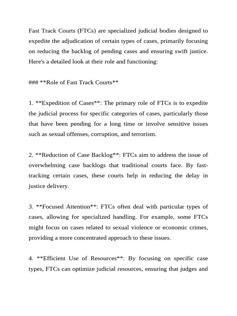 Fast Track Courts CPC | PDF