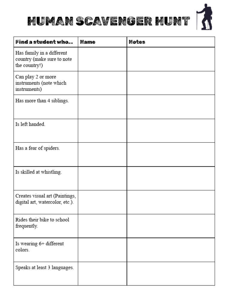 Human Scavenger Hunt | PDF