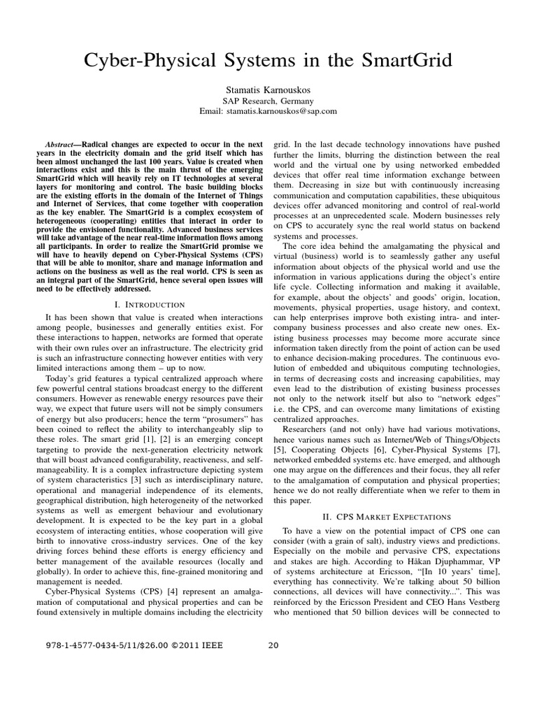 Cyber-Physical Systems in The SmartGrid | PDF